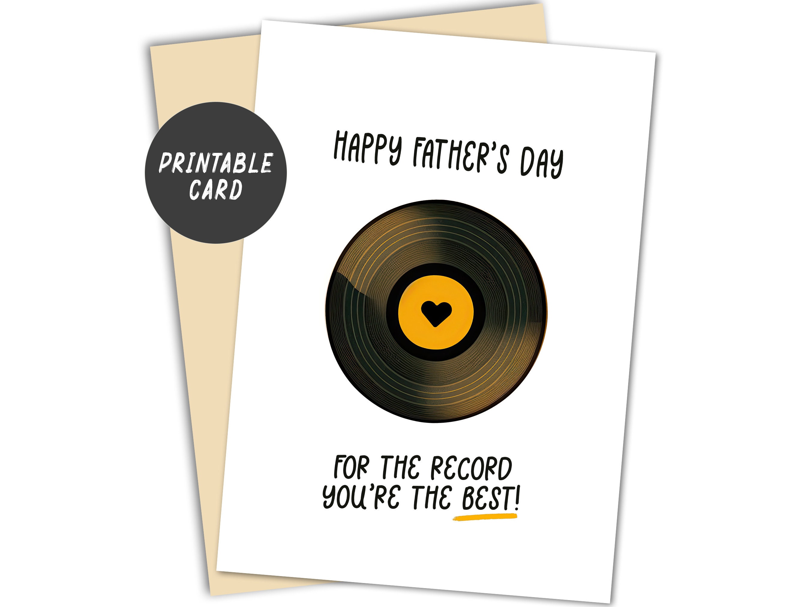 Printable Record Father's Day Card Funny Punny Greeting Card ...