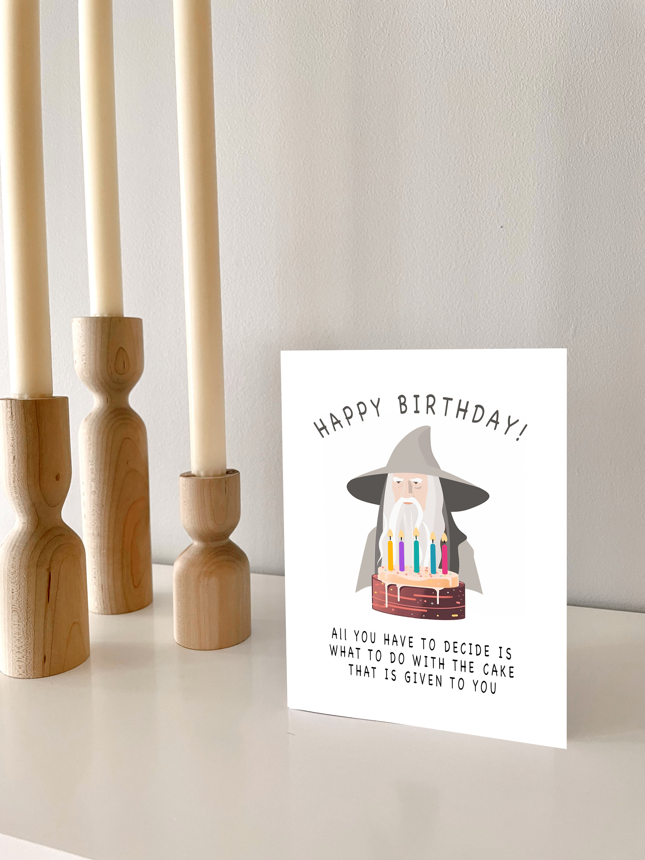 Printable Wizard Birthday Card, Funny Greeting Card, Minimalist Design ...