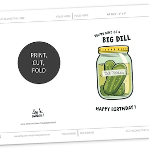 Printable Dill Pickle Birthday Card, Funny Greeting Card, Punny Card ...