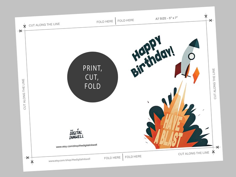 Printable Birthday Spaceship Card Instant Download Cute - Etsy