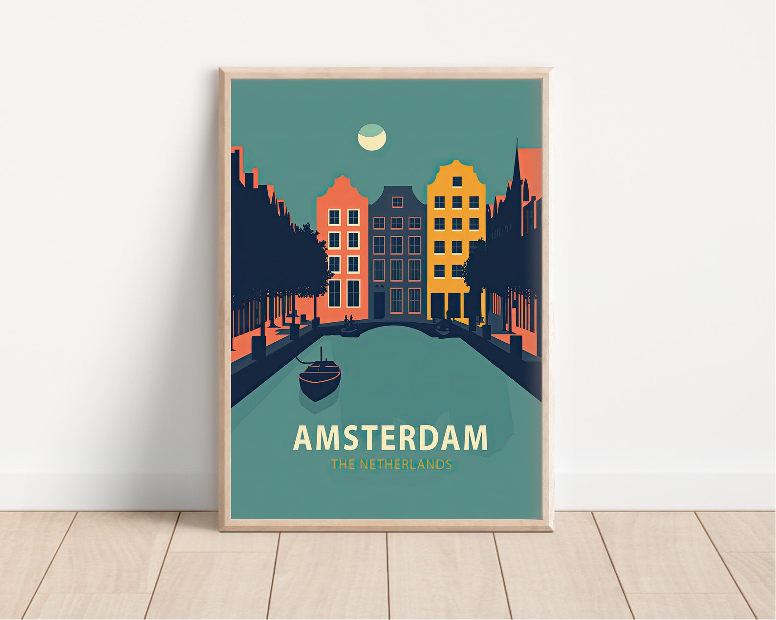 Amsterdam Printable Travel Poster, Minimalist Design, Wall Art, Holland ...