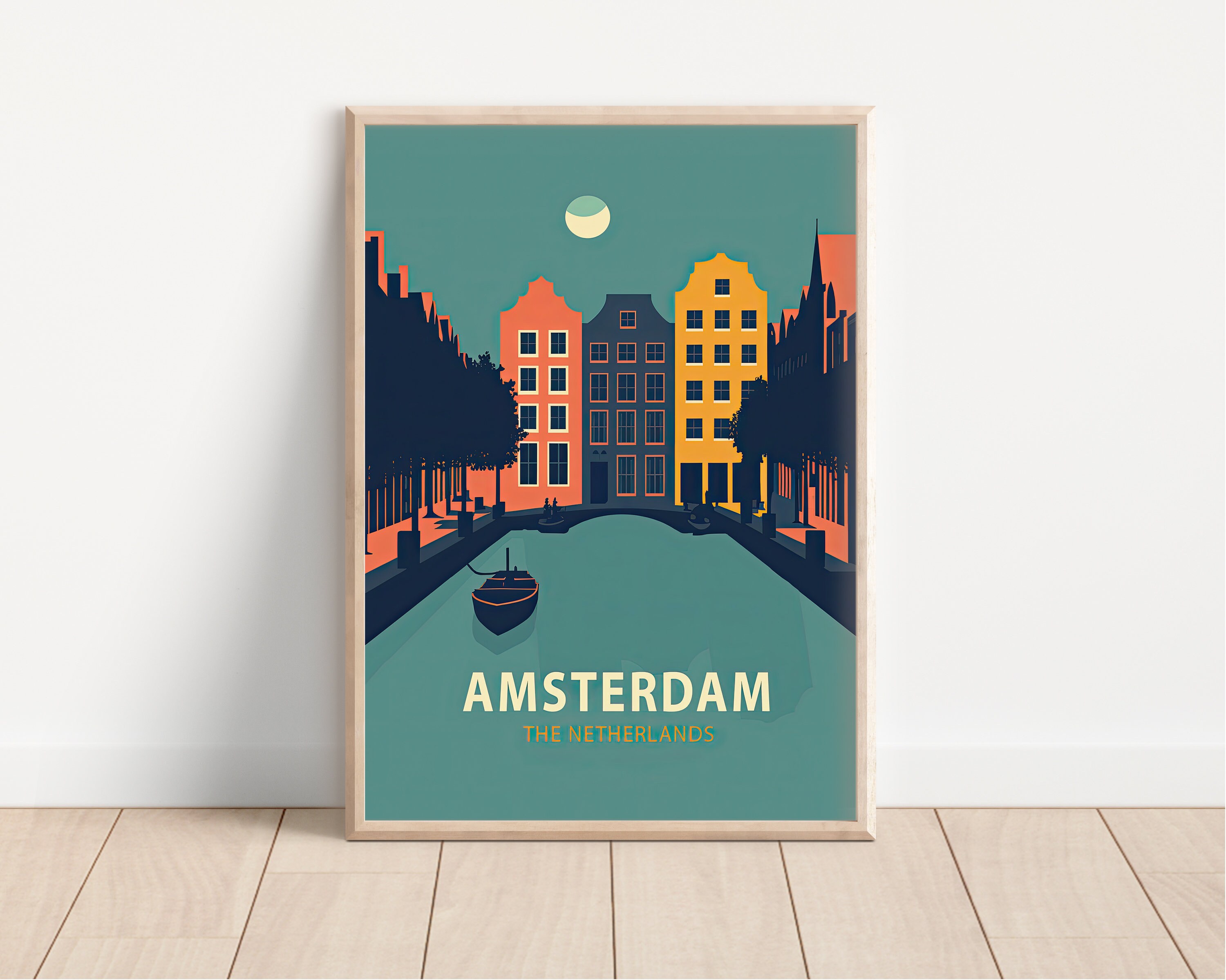 Amsterdam Printable Travel Poster, Minimalist Design, Wall Art, Holland ...