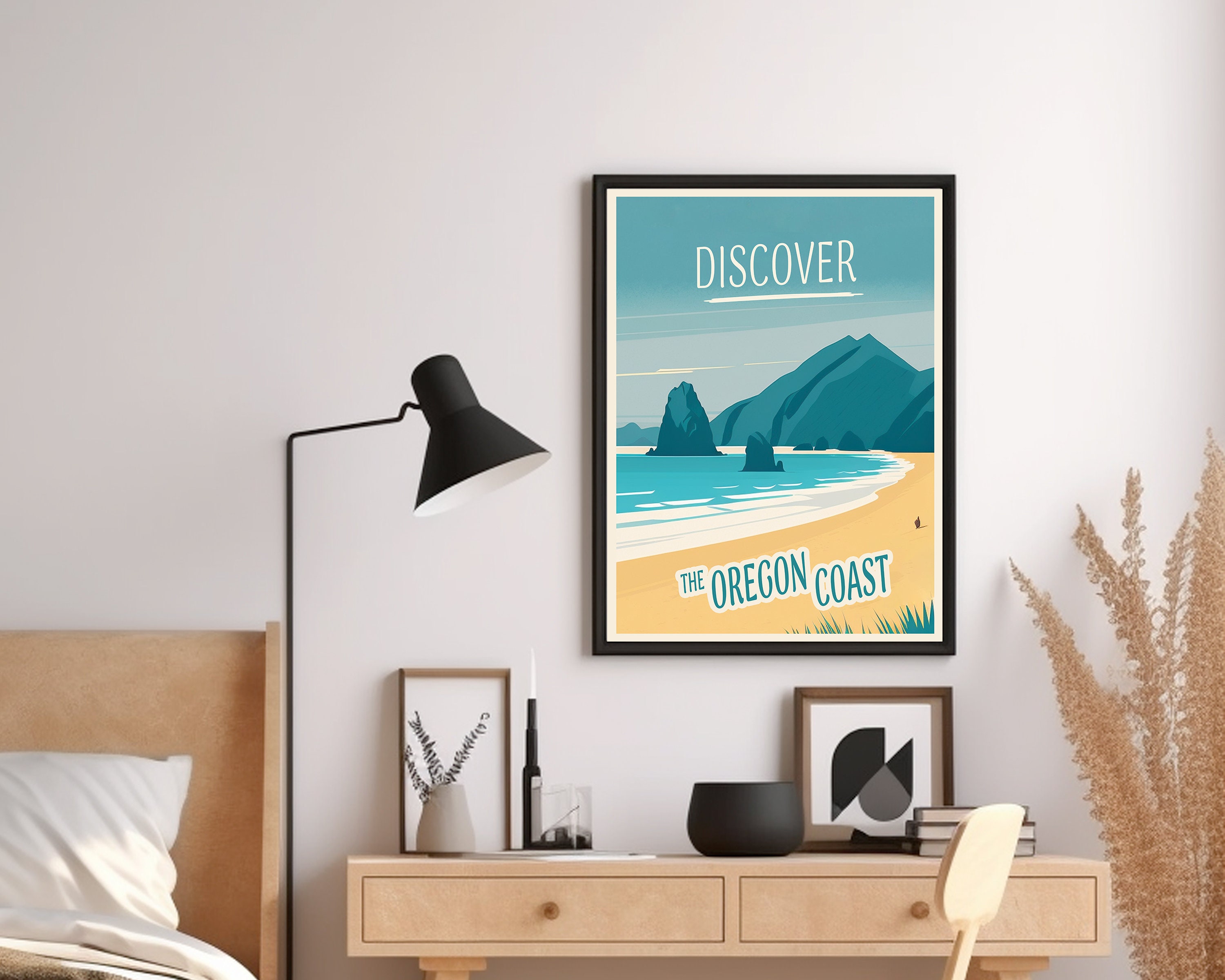 Oregon Coast Printable Travel Poster, Minimalist Design, Wall Art ...