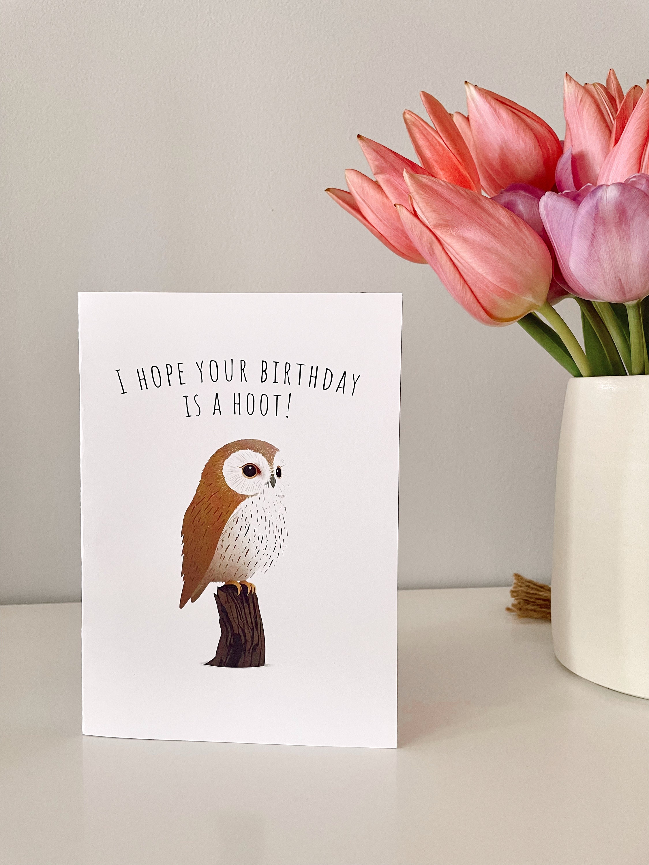 Printable Owl Birthday Card, Instant Download, Funny Card, Minimalist ...