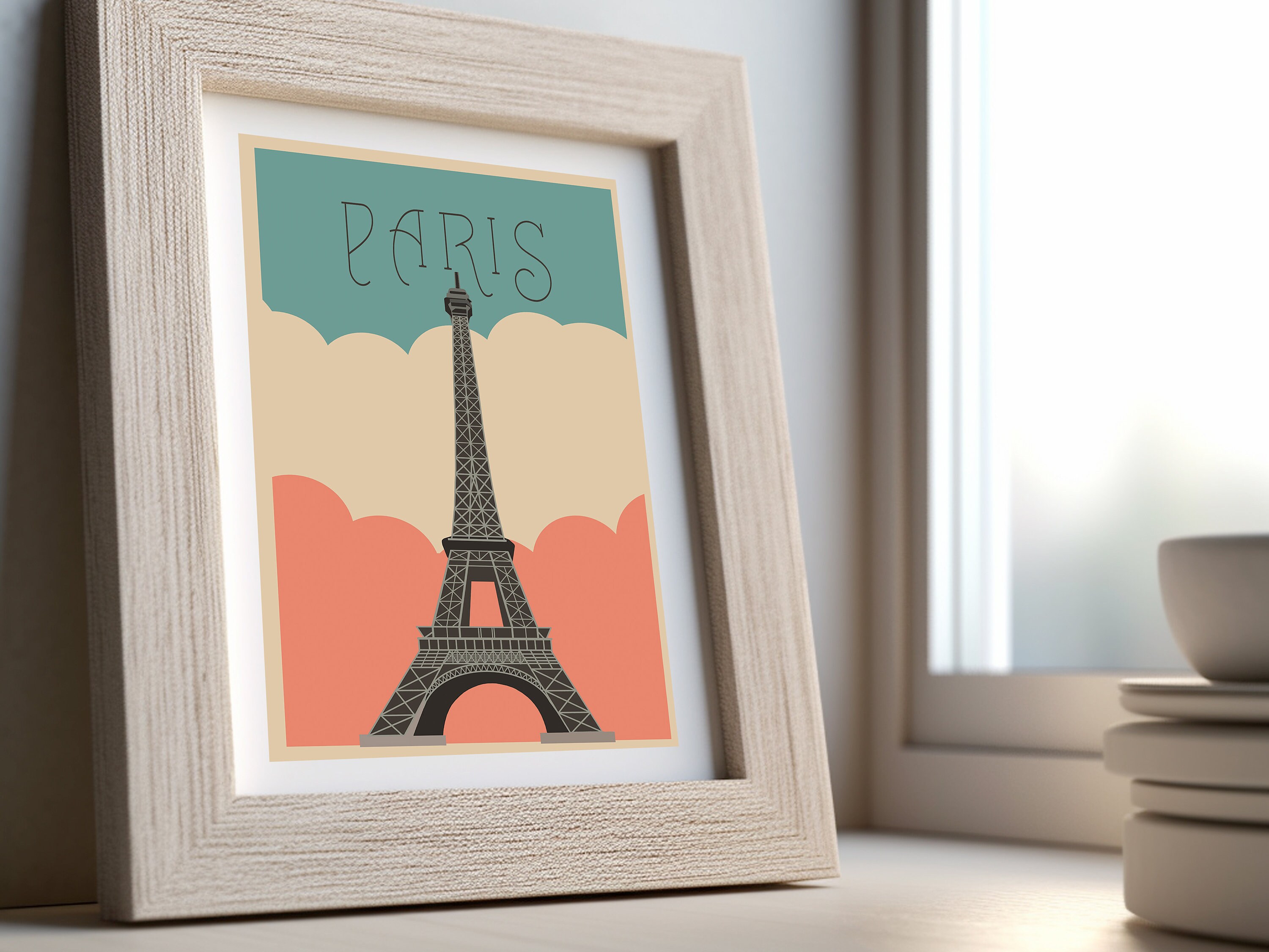 Eiffel Tower Printable Travel Poster, Minimalist Design, Wall Art ...