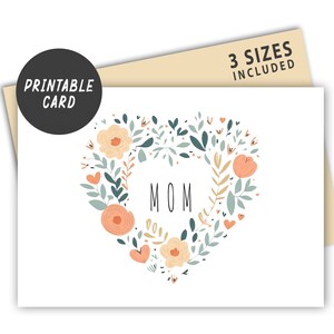 Printable Mothers Day Card, Instant Download, Printable Heart Card ...