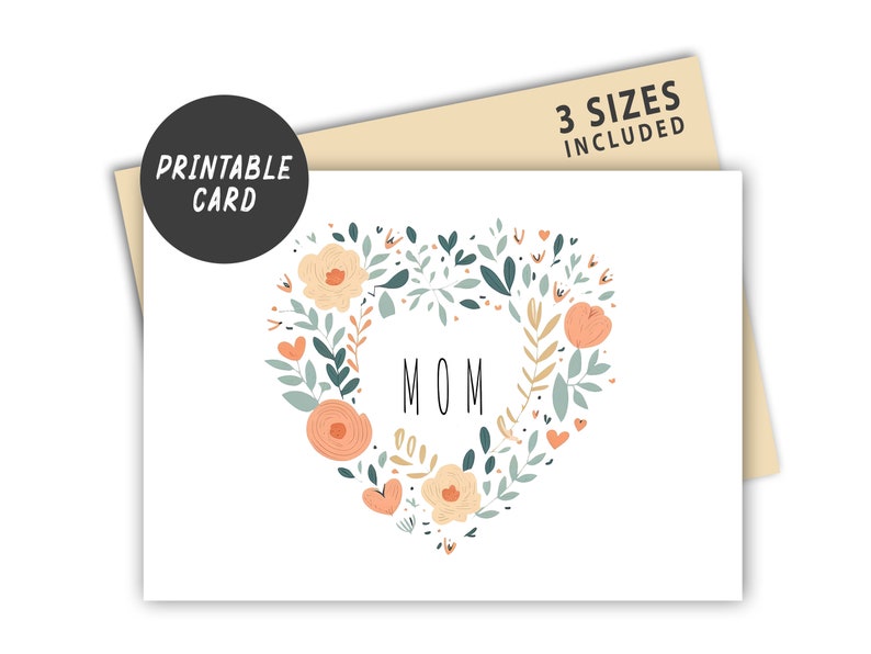 Printable Mothers Day Card, Instant Download, Printable Heart Card ...