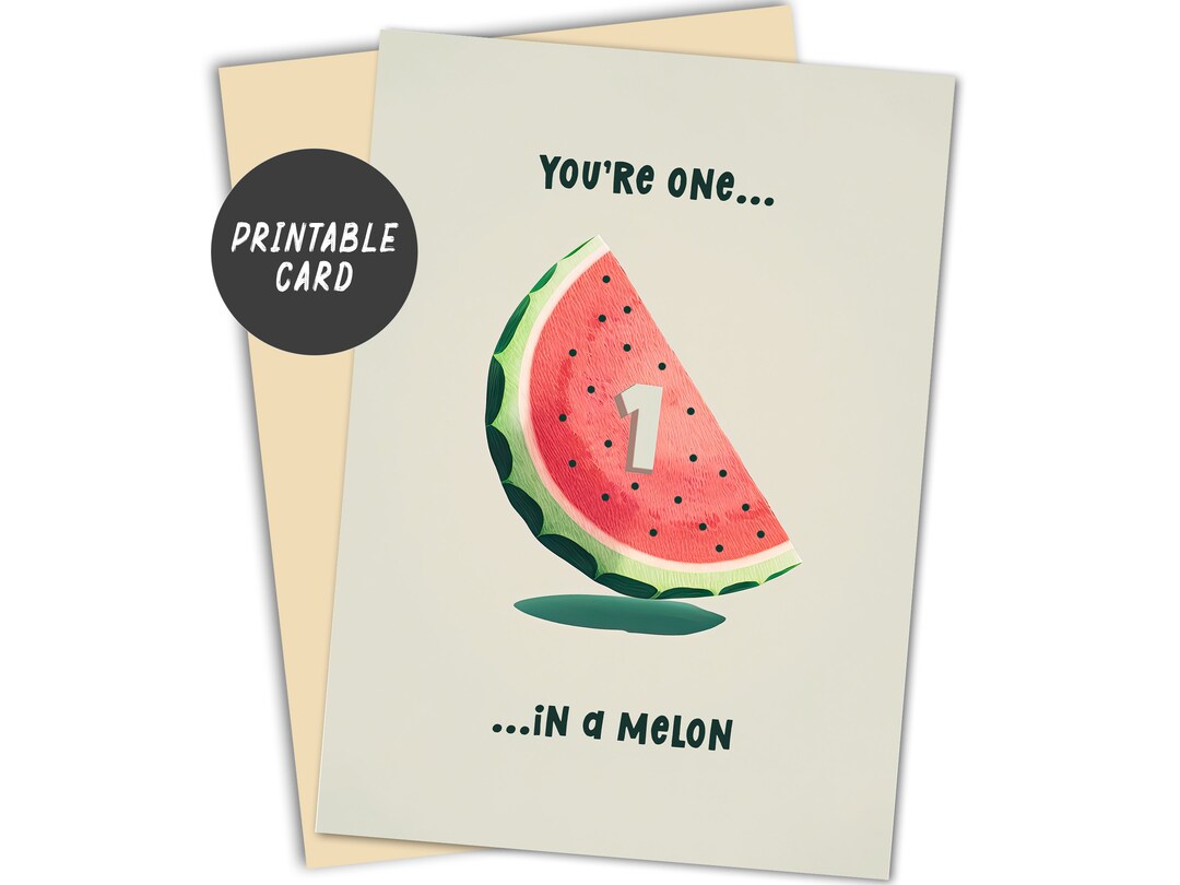 Printable Melon Card, Funny Greeting Card, Punny Card, Minimalist ...
