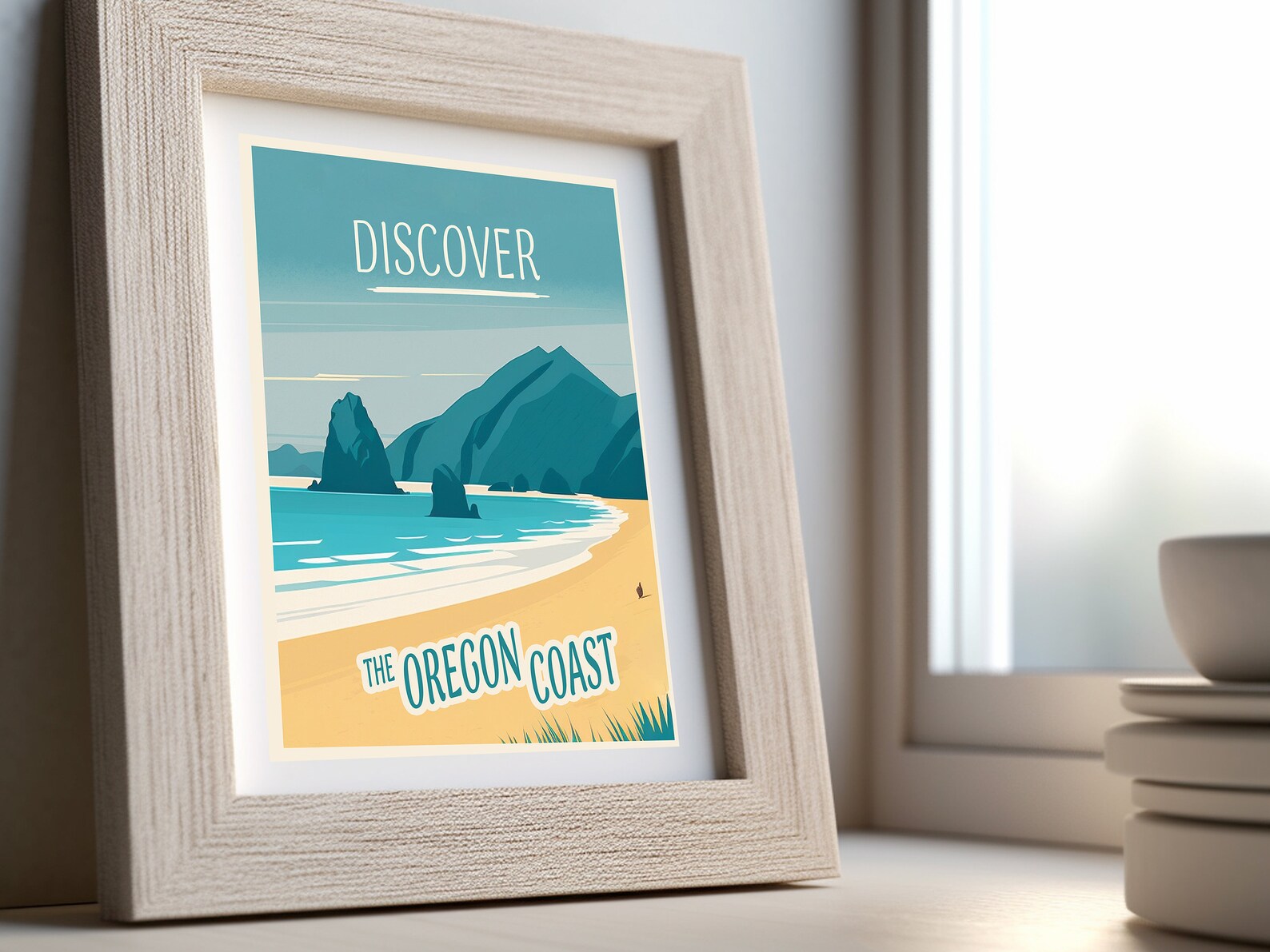 Oregon Coast Printable Travel Poster, Minimalist Design, Wall Art ...
