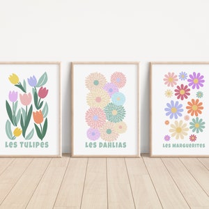 Set of 3 Printable Posters, Boho Flower Art, Minimalist Floral Prints ...