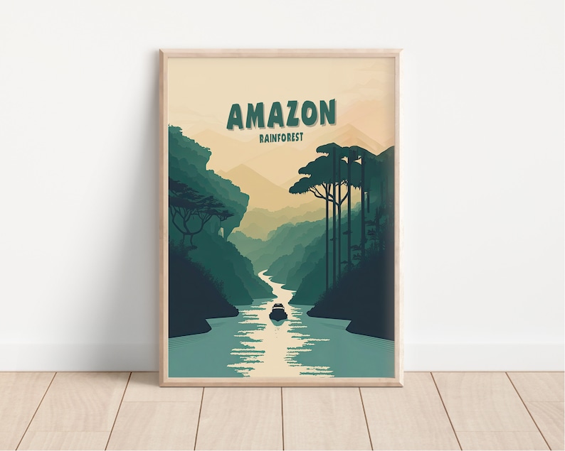 Amazon Rainforest Printable Travel Poster, Minimalist Design, Digital ...