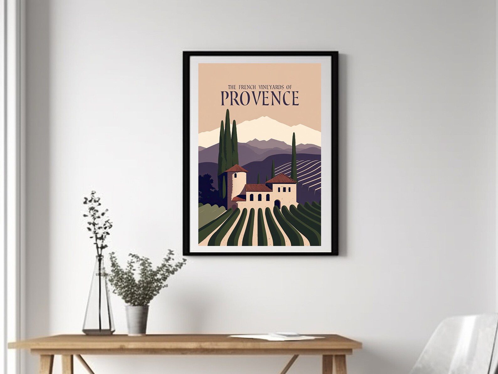 Provence Vineyard Printable Travel Poster, Minimalist Design, Wall Art ...