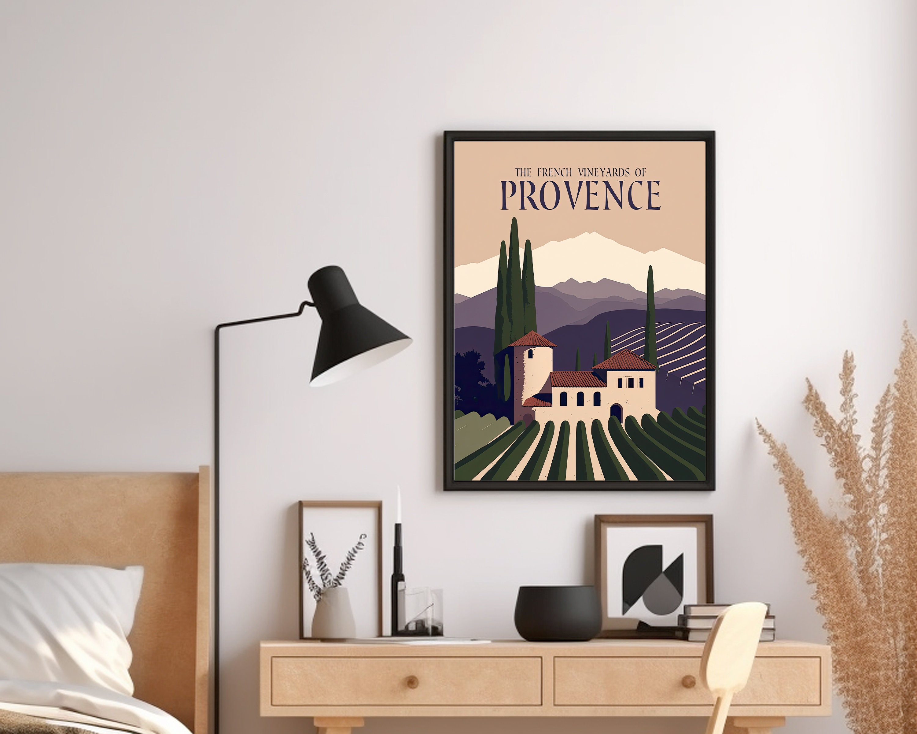 Provence Vineyard Printable Travel Poster, Minimalist Design, Wall Art ...