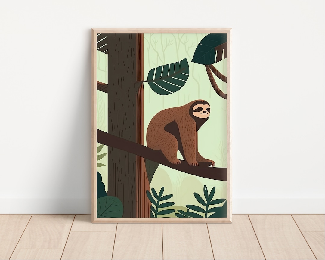 Sloth Printable Poster, Minimalist Design, Jungle Print, Digital ...