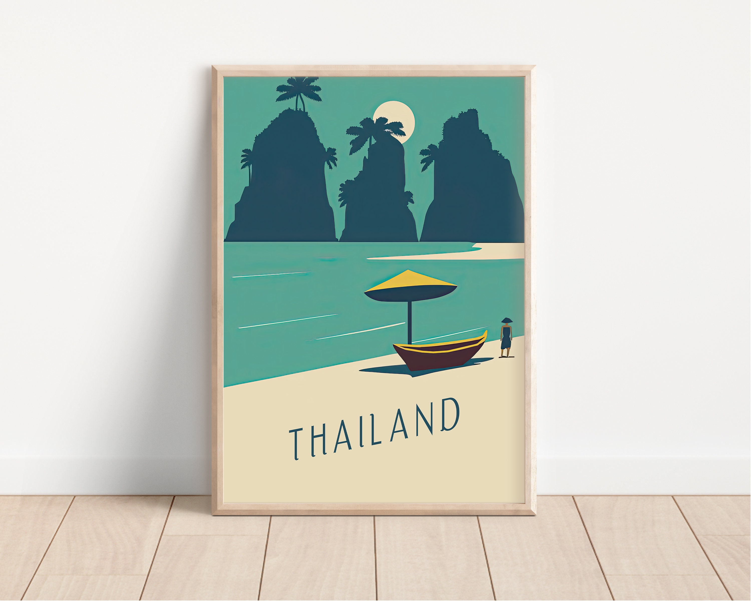 Thailand Printable Travel Poster Maya Bay Beach Scene - Etsy