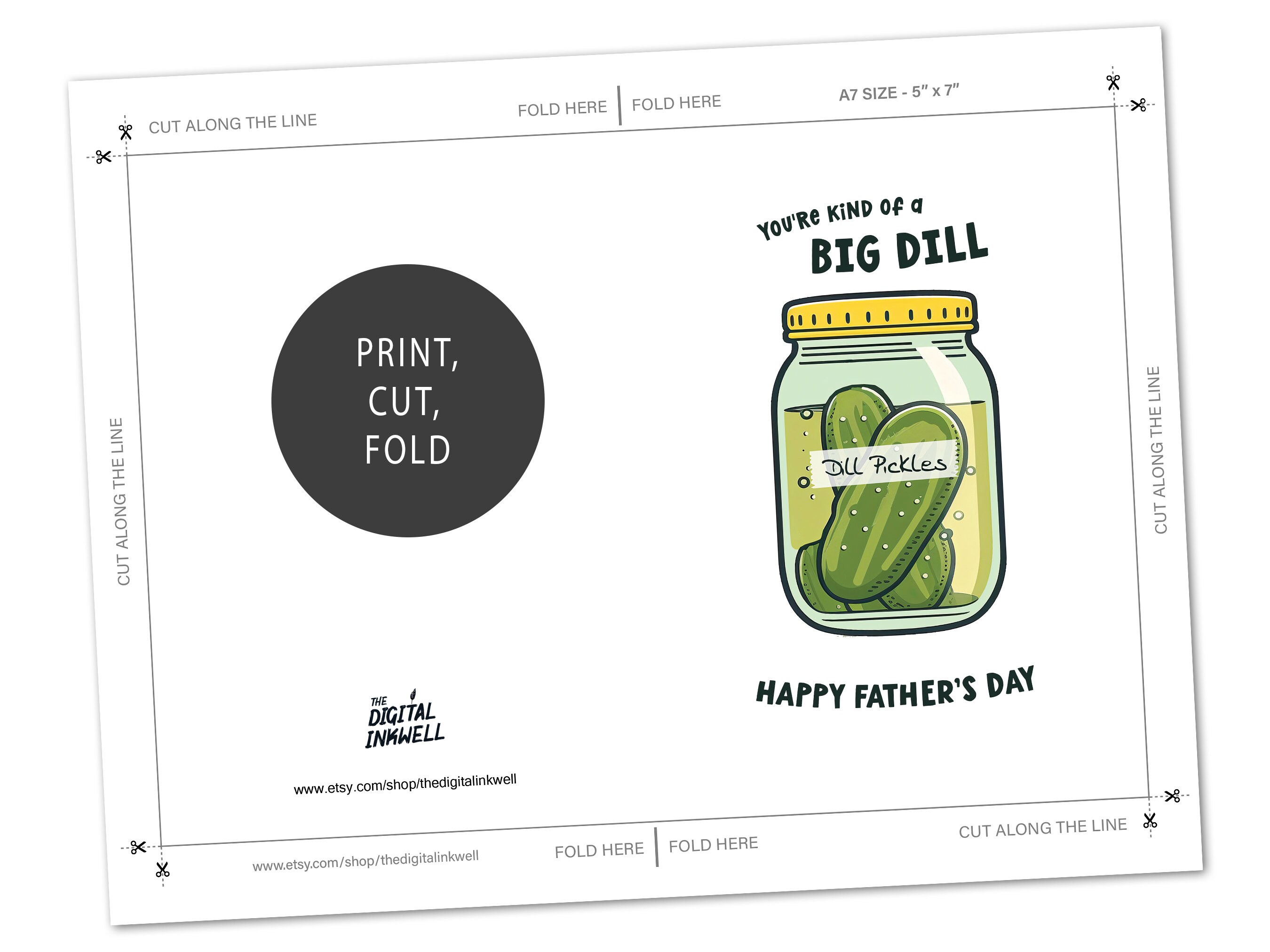 Printable Dill Pickle Father's Day Card - Funny Punny Greeting Card ...