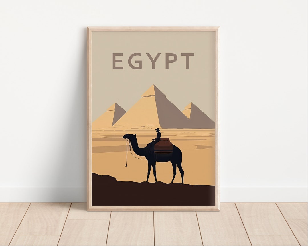 Egypt Pyramids Printable Travel Poster, Minimalist Design, Wall Art ...
