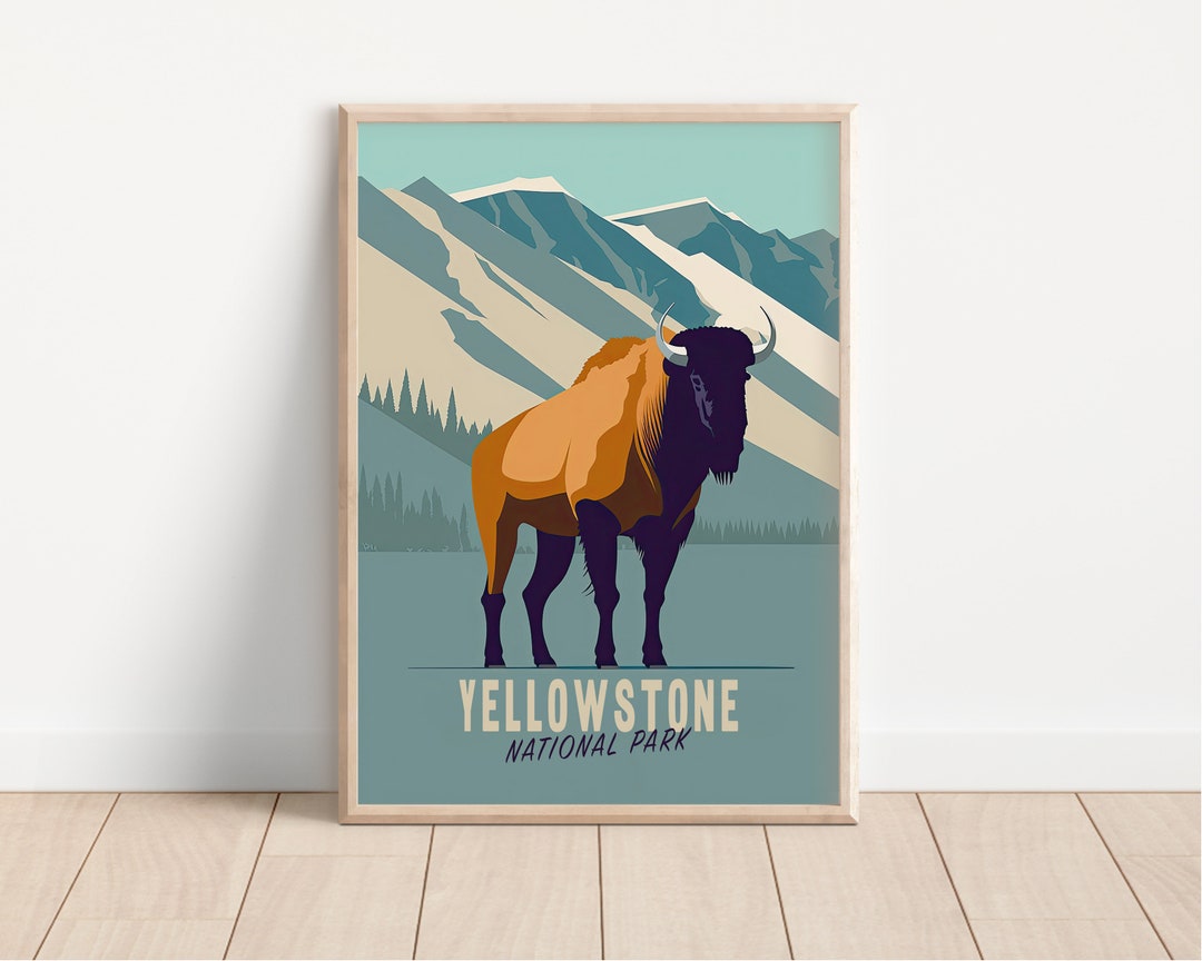 Yellowstone Printable Travel Poster, Minimalist Design, Wall Art ...