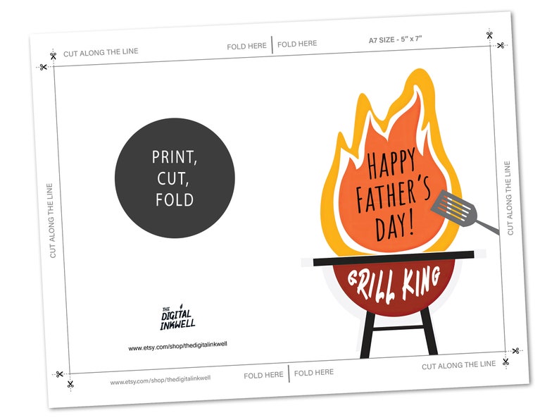 Printable Grill King Father's Day Card - Funny Greeting Card ...
