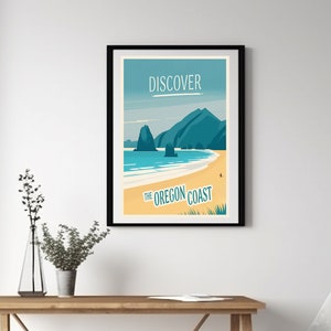 Oregon Coast Printable Travel Poster, Minimalist Design, Wall Art ...
