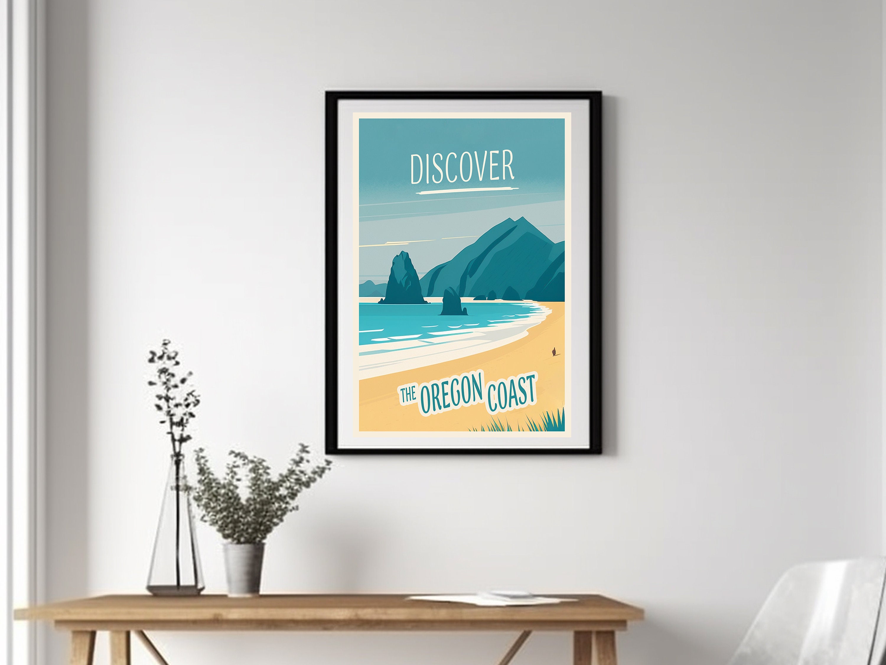 Oregon Coast Printable Travel Poster, Minimalist Design, Wall Art ...