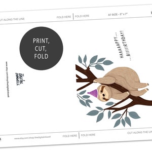 Printable Sloth Birthday Card, Instant Download, Digital Birthday Card ...