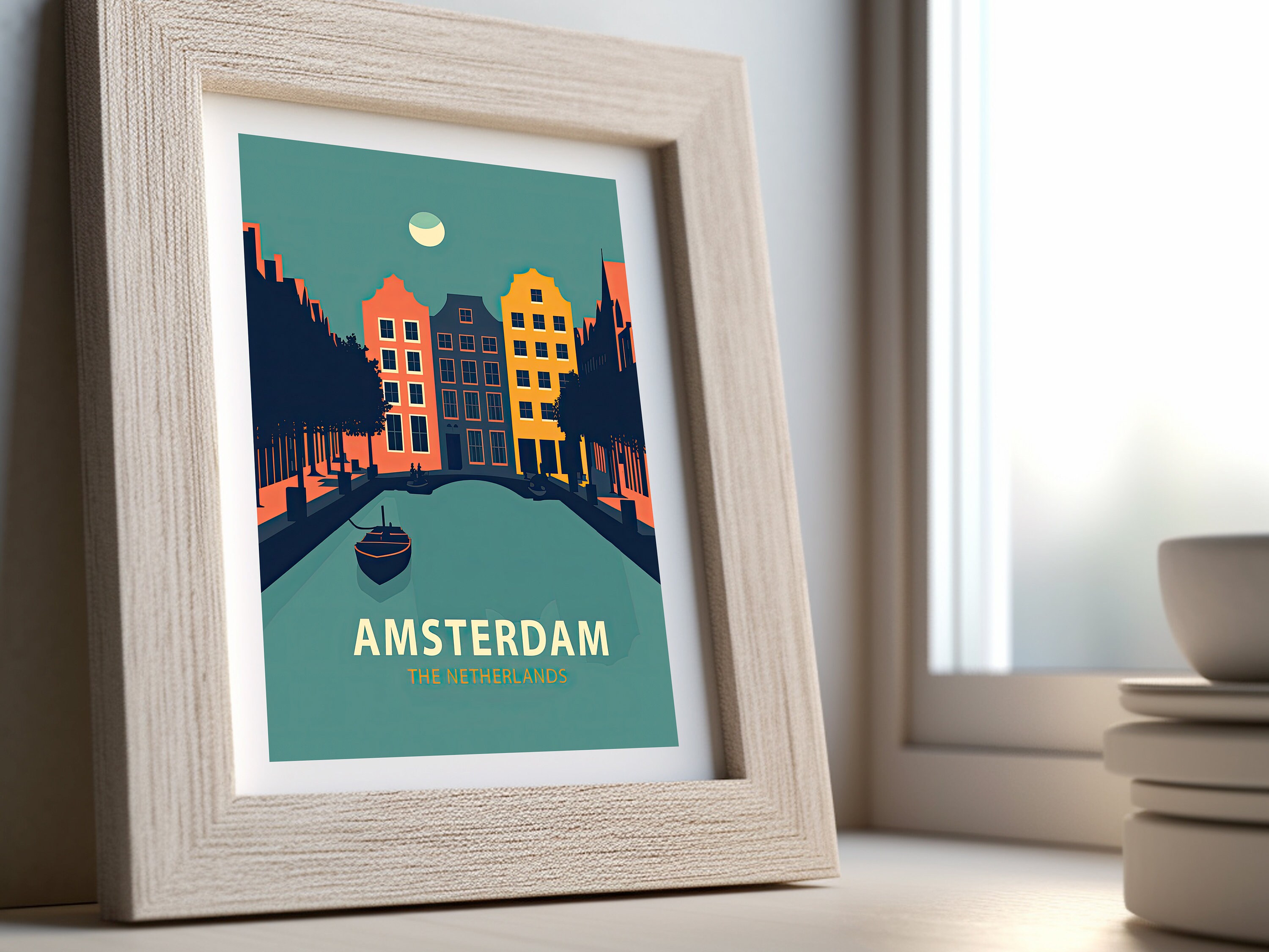 Amsterdam Printable Travel Poster, Minimalist Design, Wall Art, Holland ...