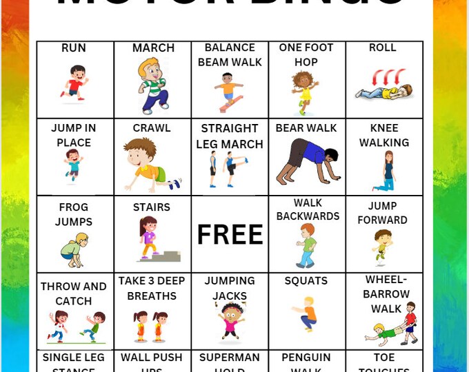 Motor Bingo - Gross Motor Game for Kids - Etsy