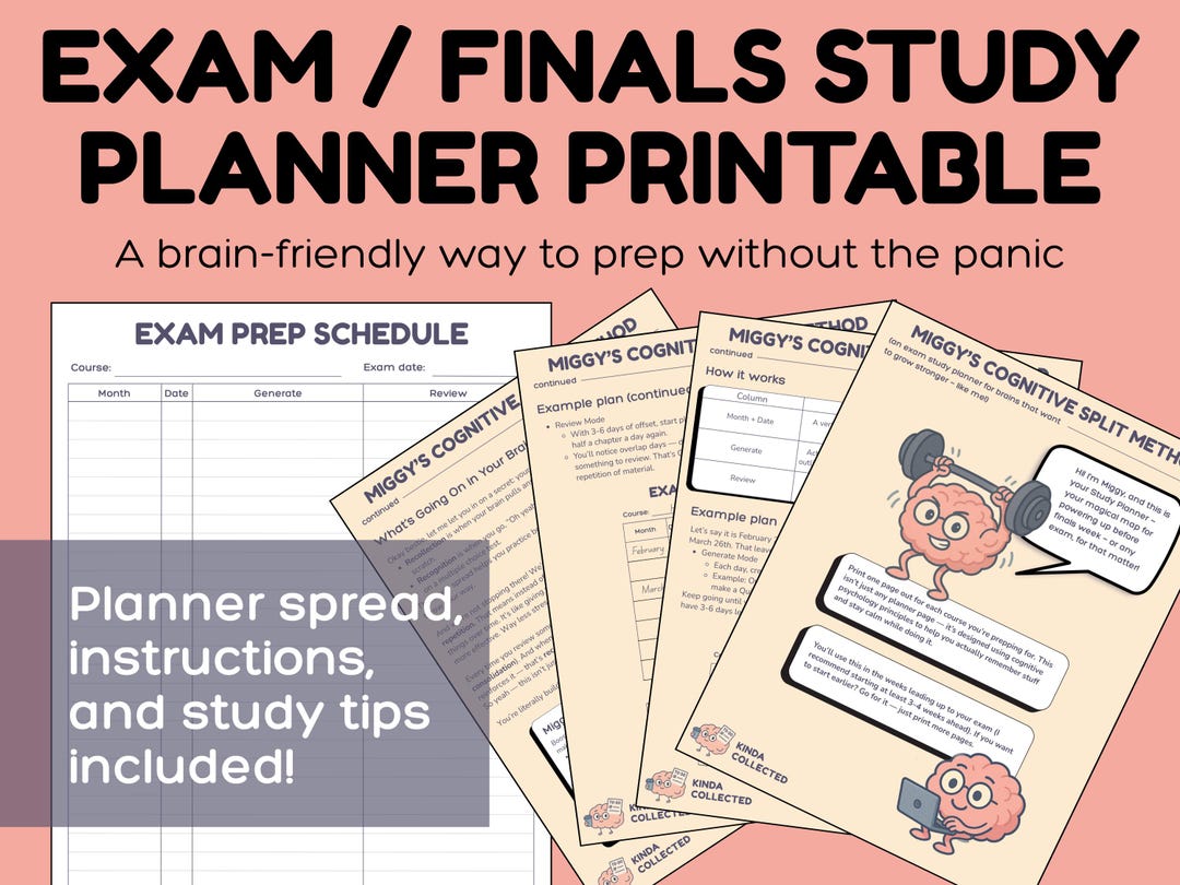 Finals Study Planner Printable | Undated ADHD Study Schedule | Student ...