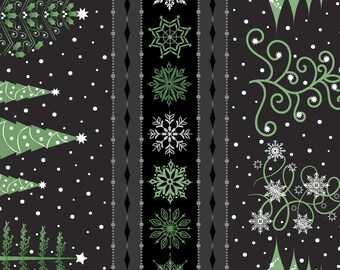 Christmas Nights Black Snowflakes Holiday Snowflakes Fabric Maywood ...