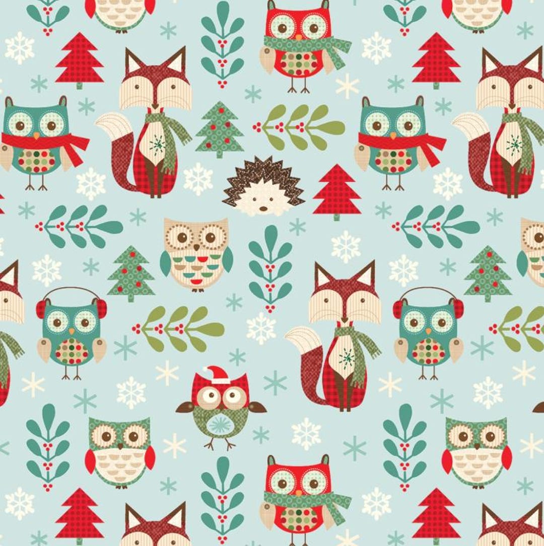 Owl Be Home for Christmas Blue | Forest Creatures - Owl Fox Hedgehog ...