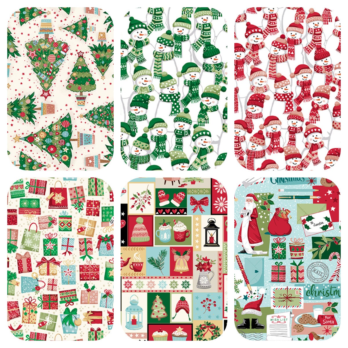 Christmas Wishes Green Snowmen Green and White Holiday Fabric Makower ...