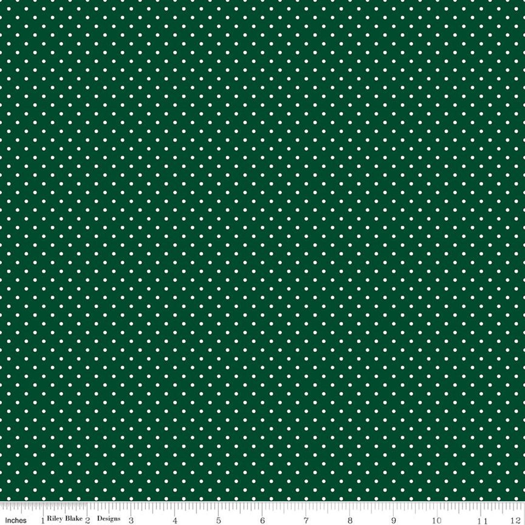 Riley Blake Swiss Dots Christmas Green | White Pin Dots | Riley Blake ...