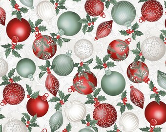 Christmas Splendor Natural Gold Poinsettias Holiday Floral Fabric ...