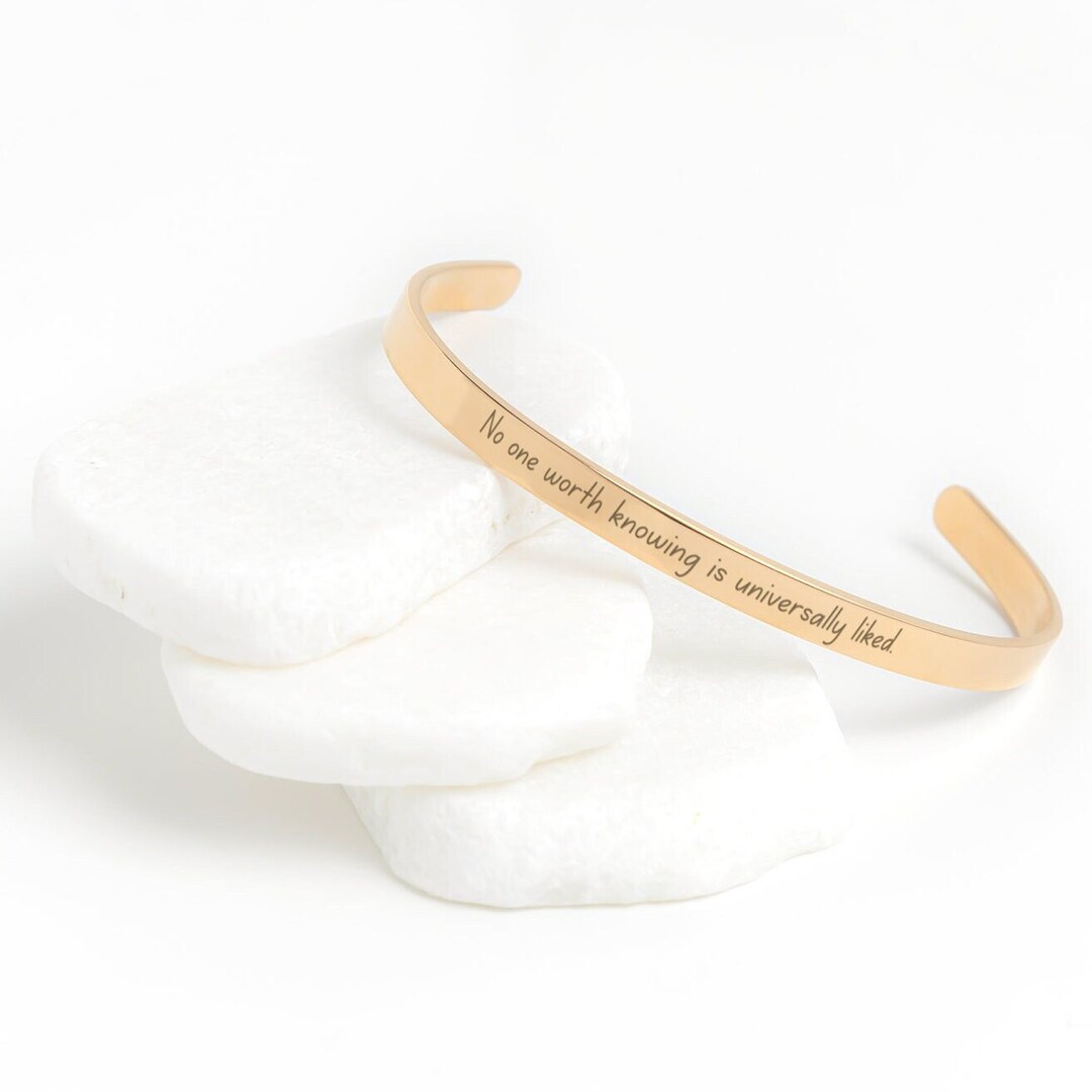 Motivational Quote Cuff Bracelet: 18K Gold Plated Stainless Steel - Etsy