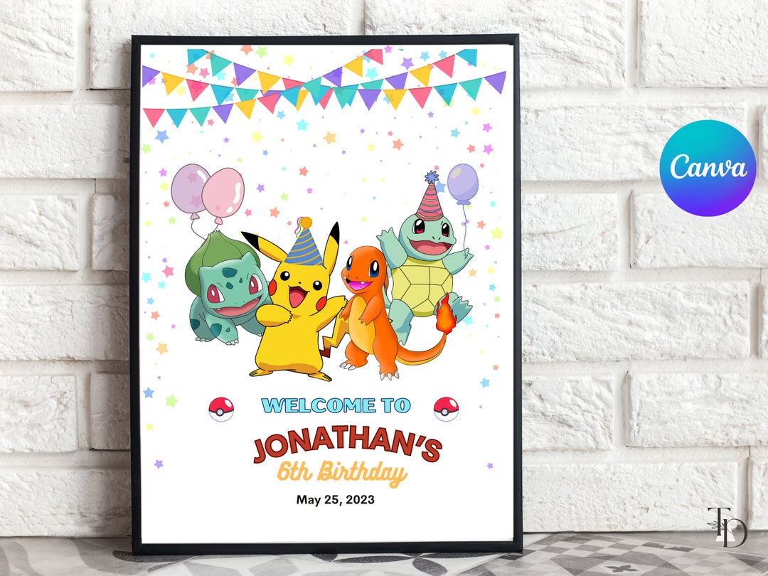 Editable Pokemon Welcome Sign Pikachu Welcome Sign Pikachu Birthday - Etsy