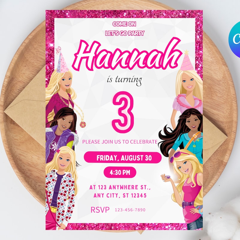 Barbie Invitation - Etsy