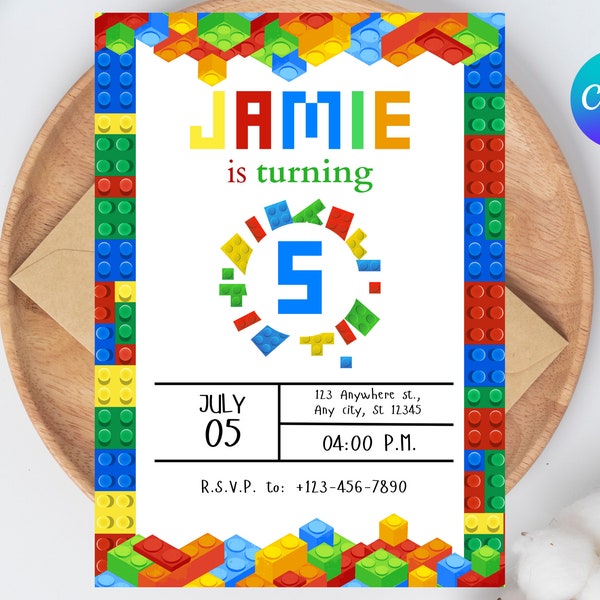 Lego® Birthday Party Invitation - Etsy
