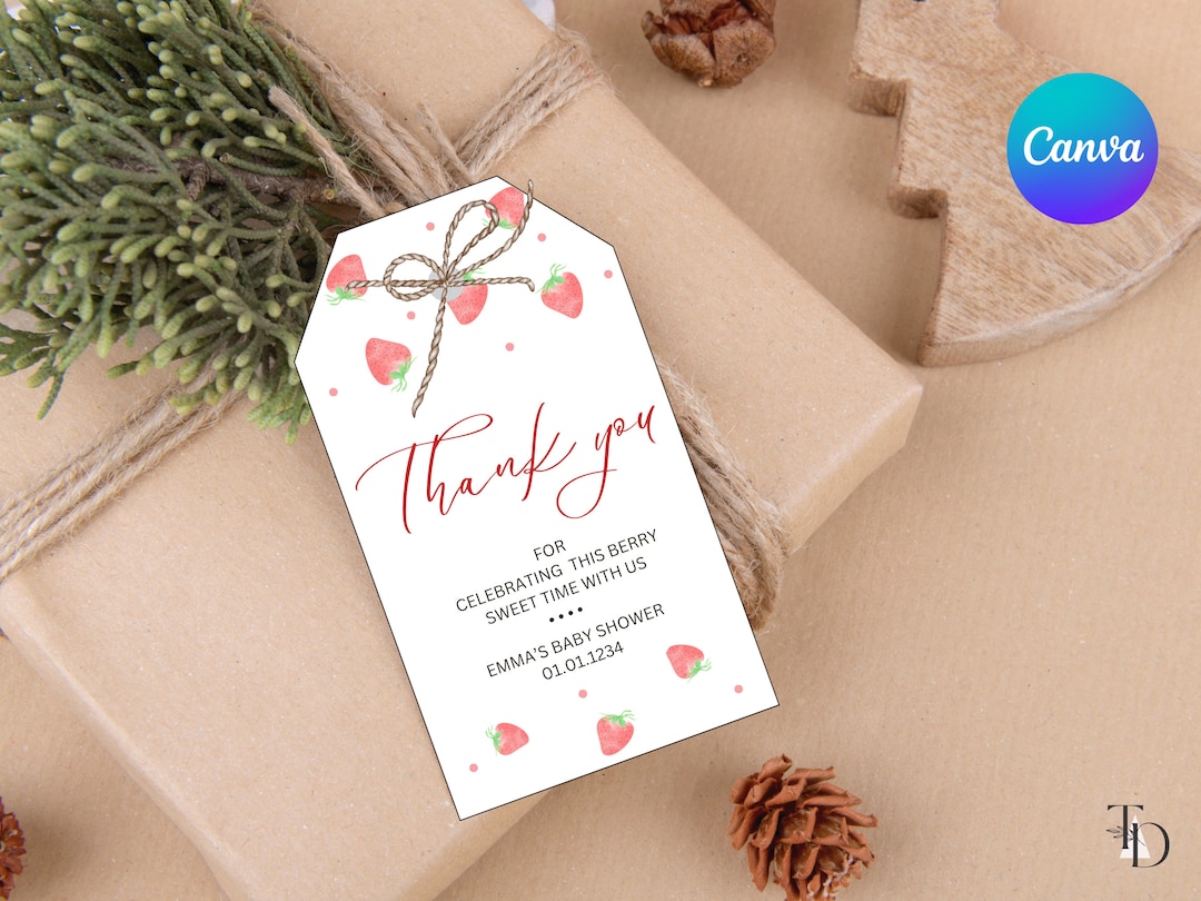 Strawberry Thank You Gift Tags: Berry First Birthday Favors (printable ...
