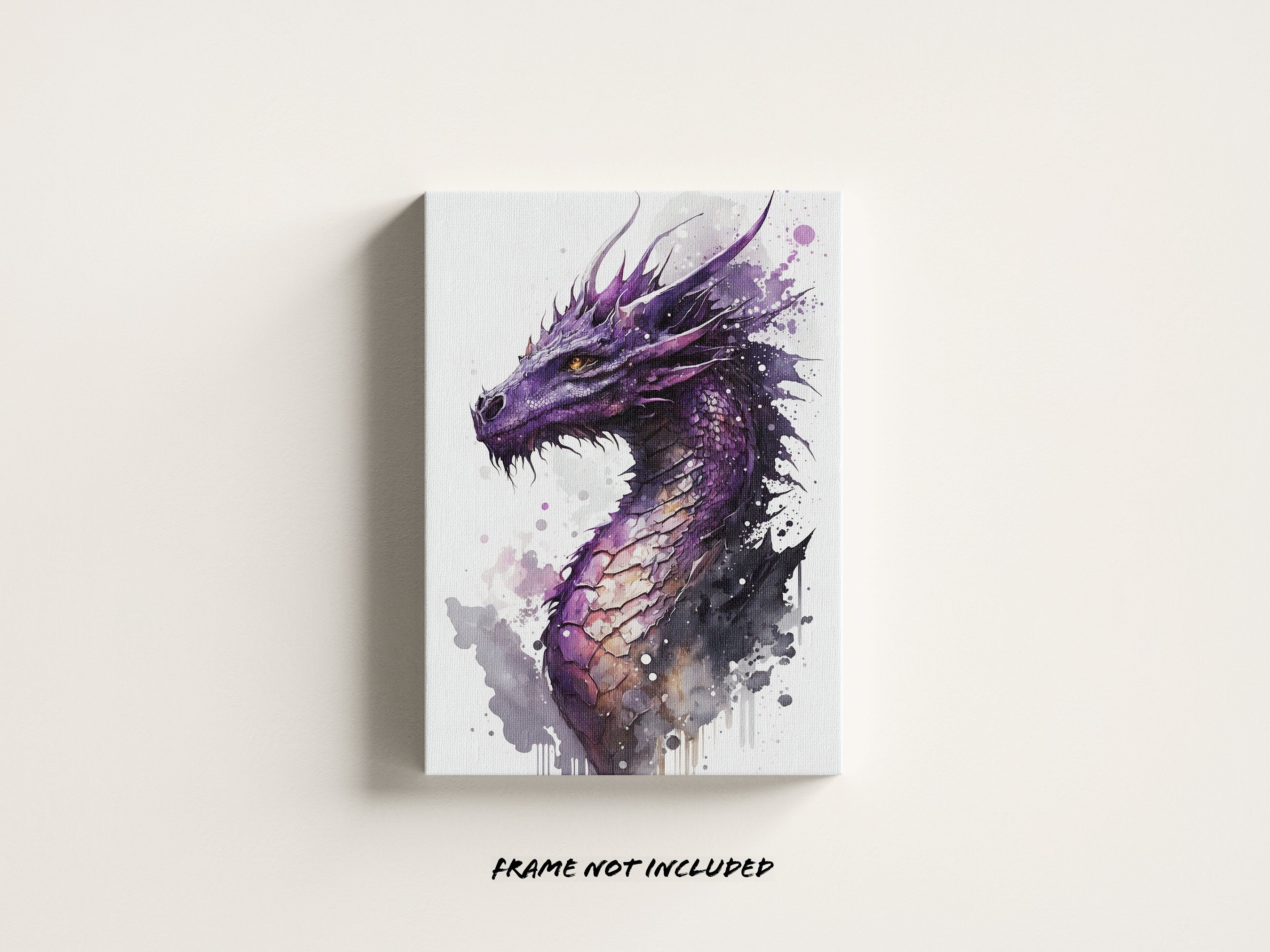 Purple Dragon Watercolor Painting - Fantasy Dragon Wall Art - Dragon ...