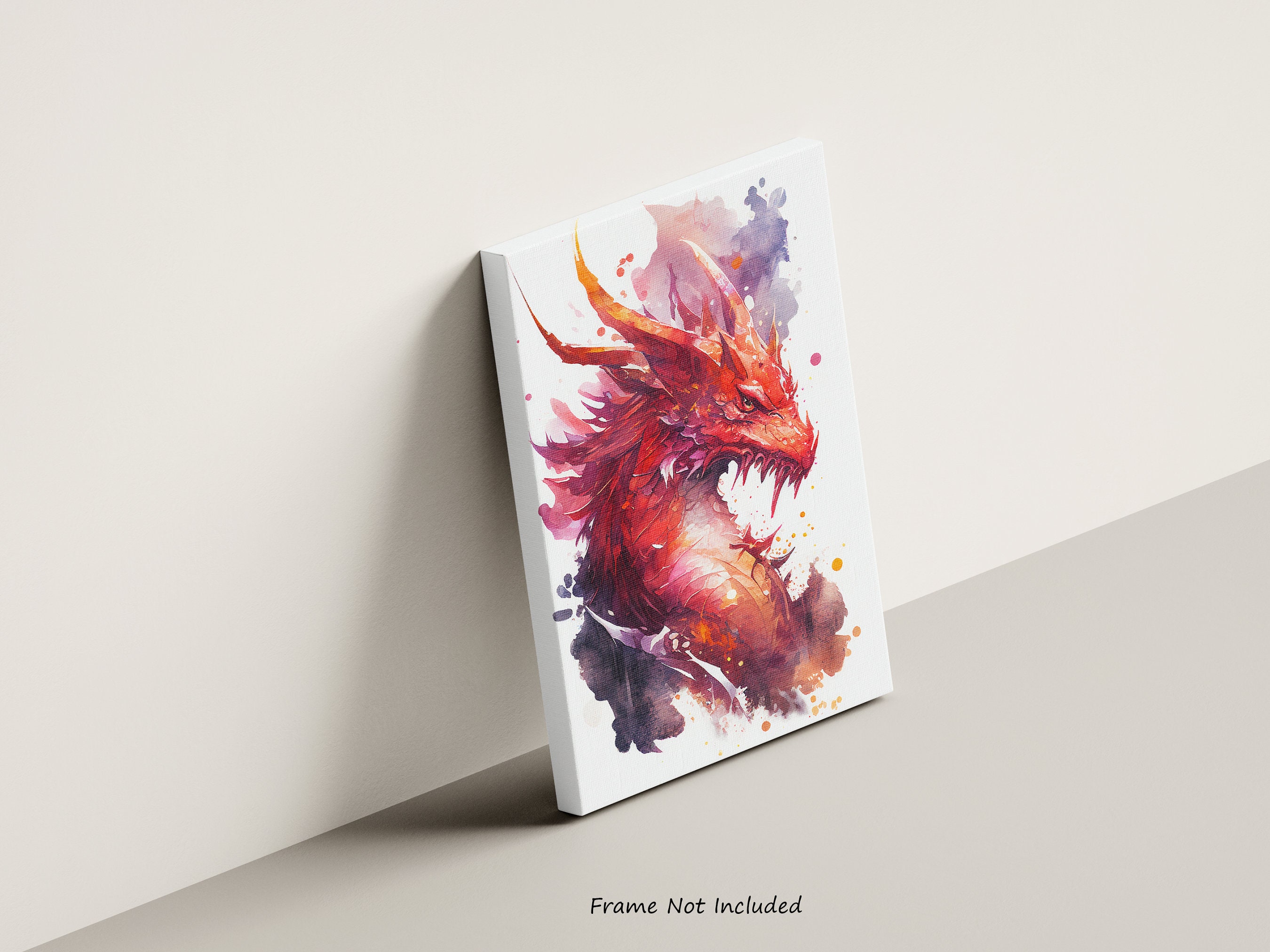 Red Dragon Watercolor Painting Fantasy Dragon Wall Art - Etsy
