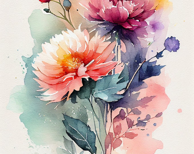 Watercolor Flowers Painting - Flower Wall Art - Flower Prints ...