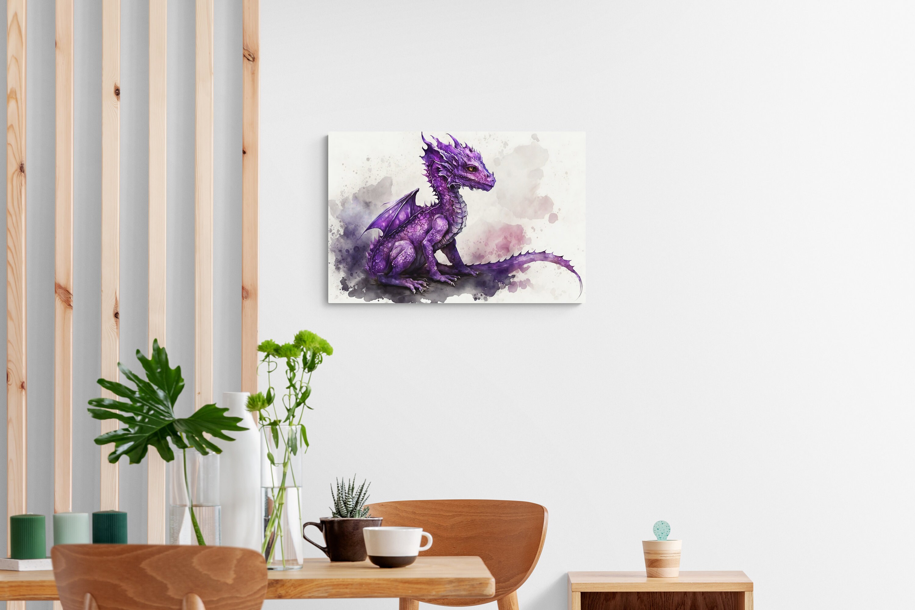Purple Baby Dragon Watercolor Painting - Fantasy Dragon Wall Art ...