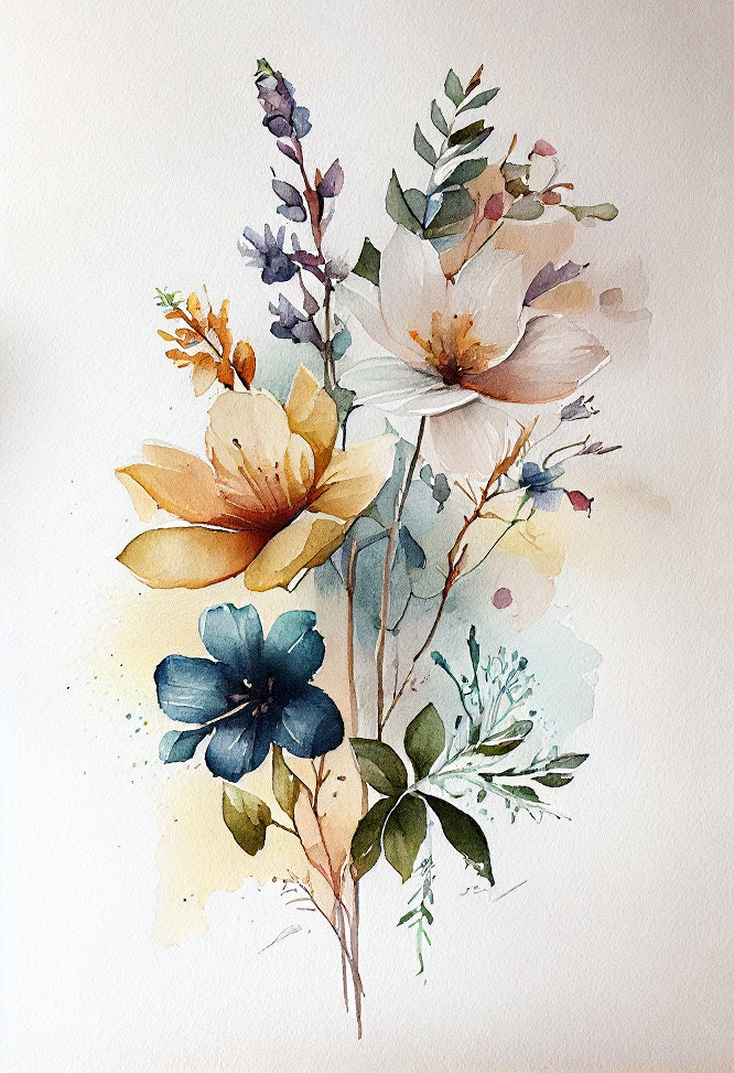 Watercolor Flowers Painting Flower Wall Art Flower Prints Original ...