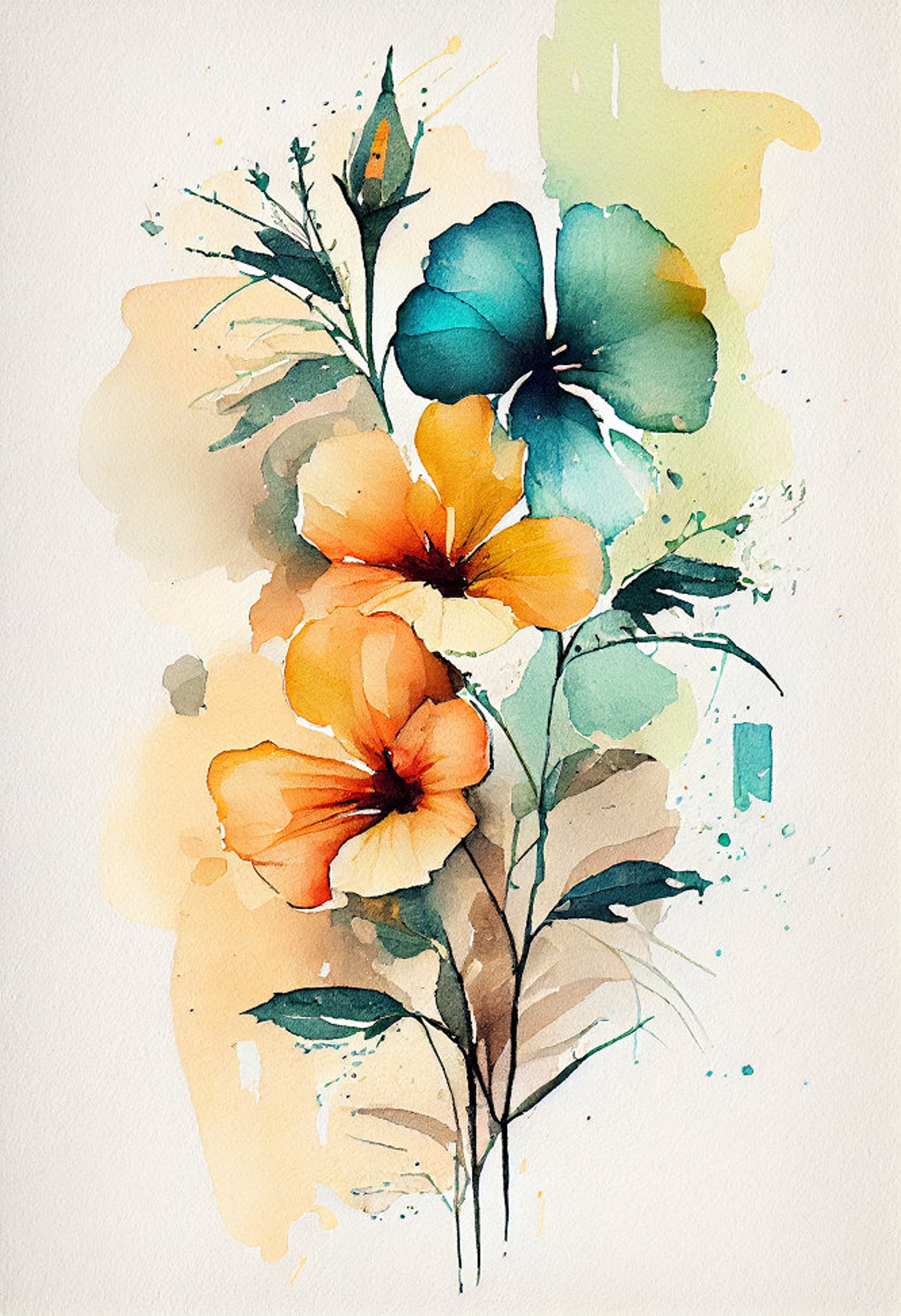 Watercolor Flowers Painting Flower Wall Art Flower Prints Original ...