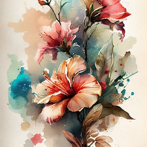 Watercolor Flowers Painting Flower Wall Art Flower Prints - Etsy