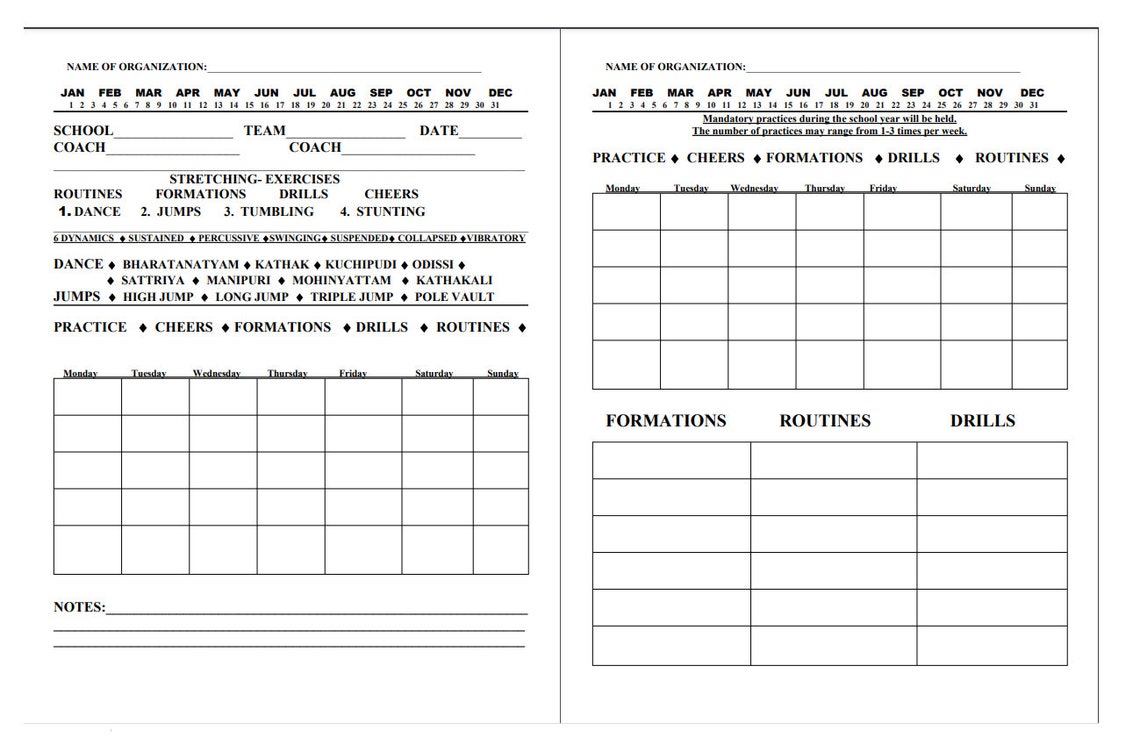 Coach Documents for Cheer Practice and Routines, Dance and Jumps ...
