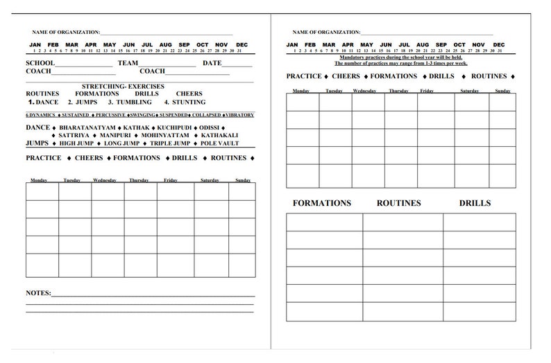 Coach Documents for Cheer Practice and Routines, Dance and Jumps ...