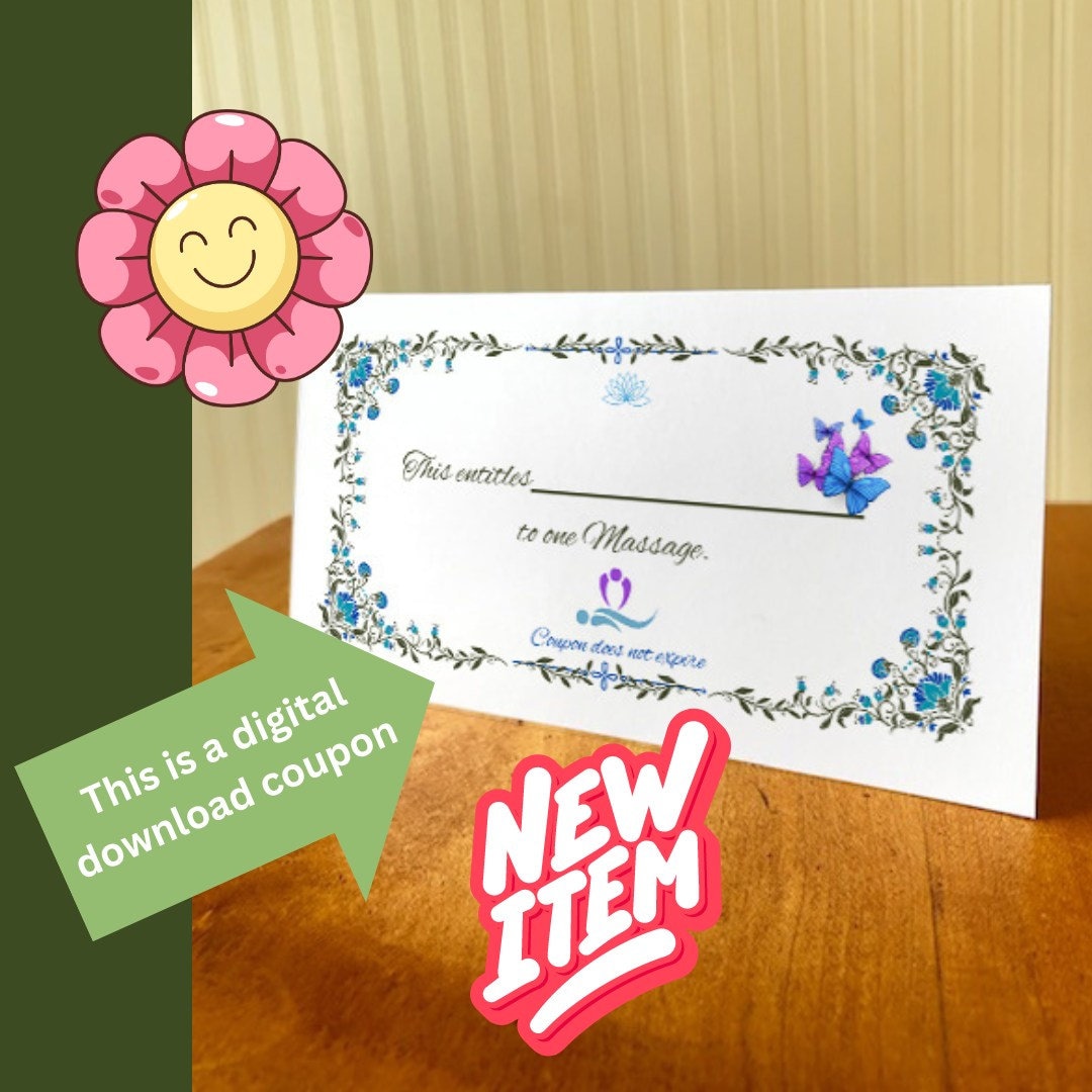 Printable Massage Coupon - Digital Download Gift Coupon - Print at Home ...