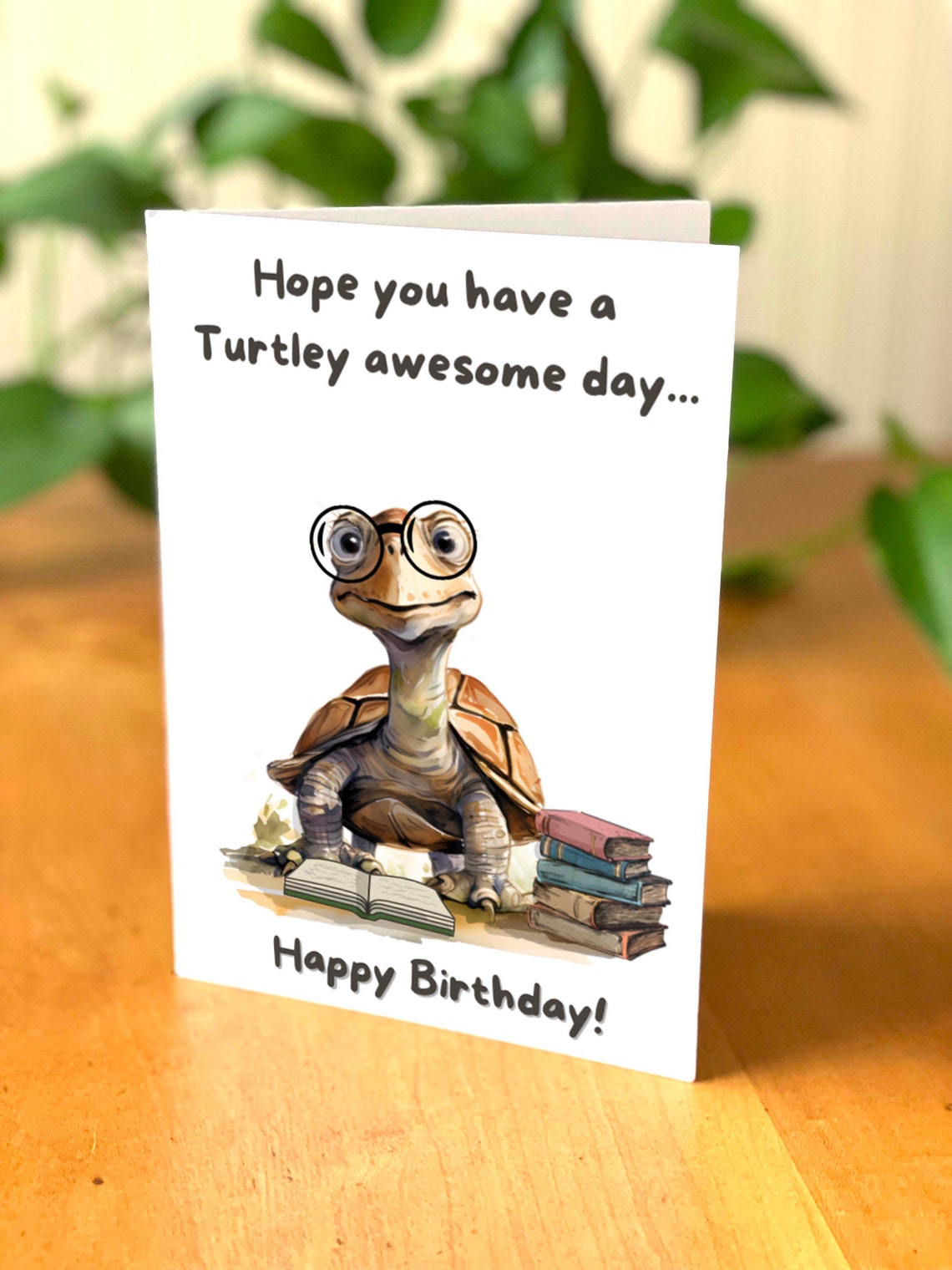 Turtle Birthday Card - Cute Birthday Card - Birthday Card for Reader ...